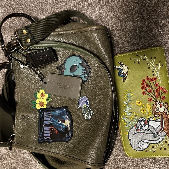 Coach | Bags | Coach Olive Green Womens Bag With Embroidered Wallet ...